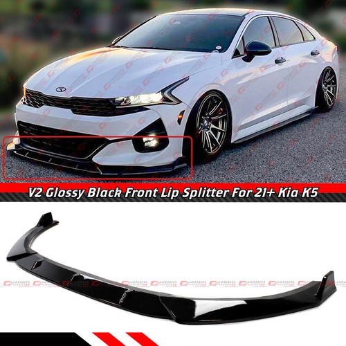 FOR 2021-23 KIA K5 EX LX GT 3PC V2 GLOSS BLACK FRONT BUMPER LIP ...