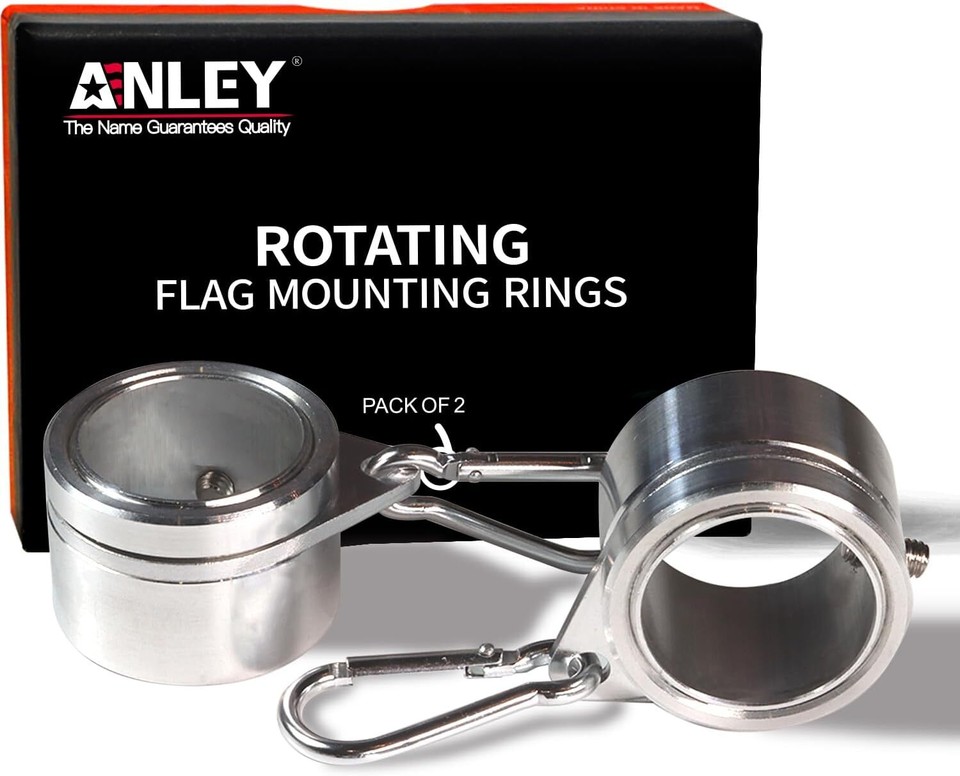 2pcs 1.25" Aluminum Flag Pole Mounting Rings Anti Wrap 360° Rotatable ...