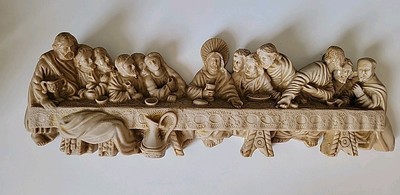 Religious Statue Faux Marble Resin Last Supper Wall Decor 3D Art Carve ...