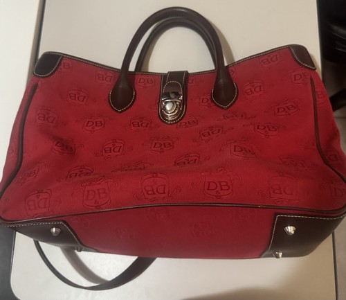 DOONEY&BOURKE Red/Brown DB Monogram Double Handle Shoulder Bag Purse ...