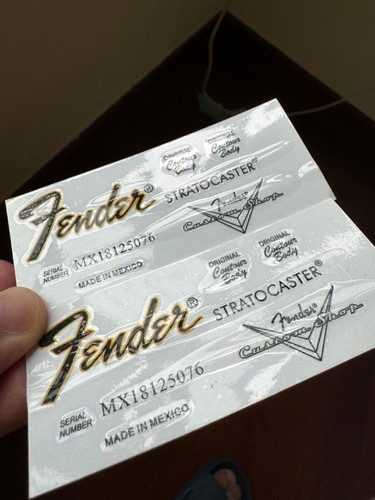 2Pcs FENDER STRATOCASTER Guitar Vinyl UV Transfer Neck Headstock Decals ...