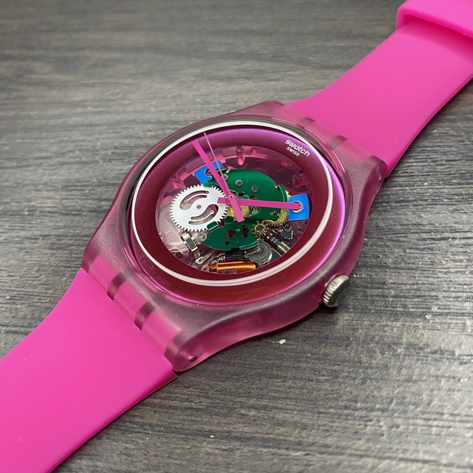 NEW! Limited Edition! Swatch New Gent 41mm PINK LACQUERED Skeleton | eBay