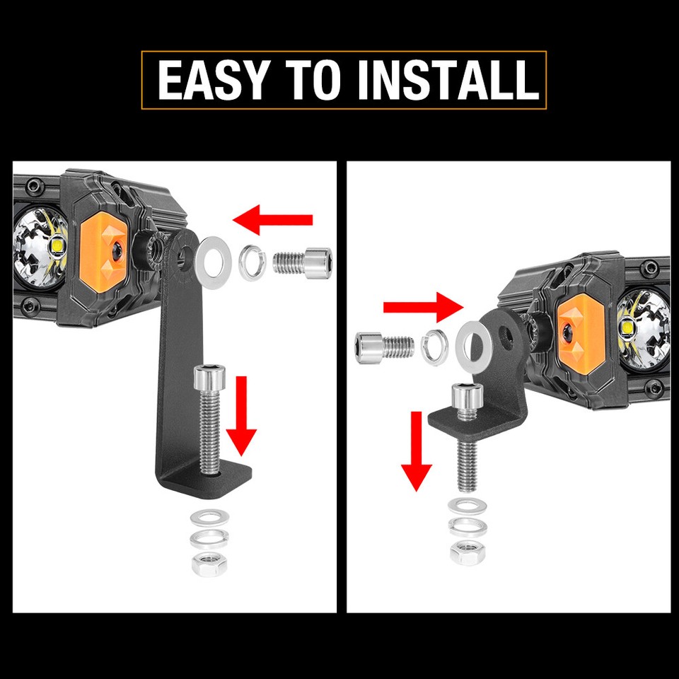 4X Universal Side Mounting Brackets Holder For Curved Straight LED ...