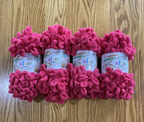 Alize Puffy Color Finger Loop Yarn 9.8yds Each Color 149-Fuchsia Lot Of ...