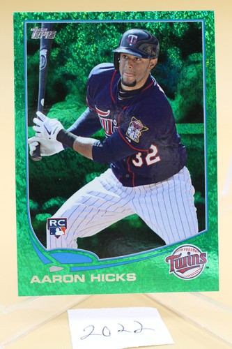 2013 TOPPS #346 EMERALD GREEN Aaron Hicks Rookie Card RC Minnesota ...