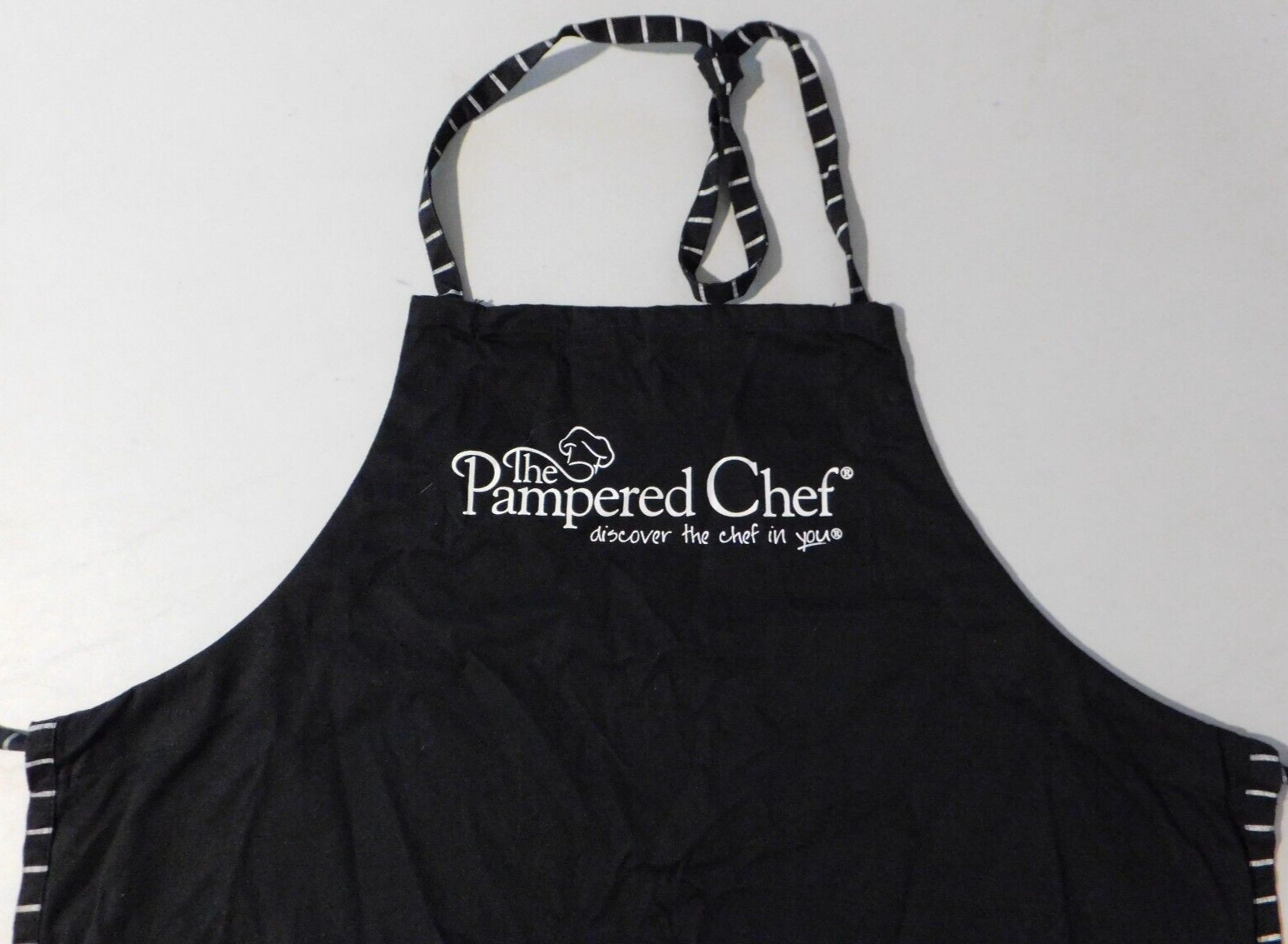 Pampered Chef Apron Black and White Polka Dot. Brand Across Chest | eBay