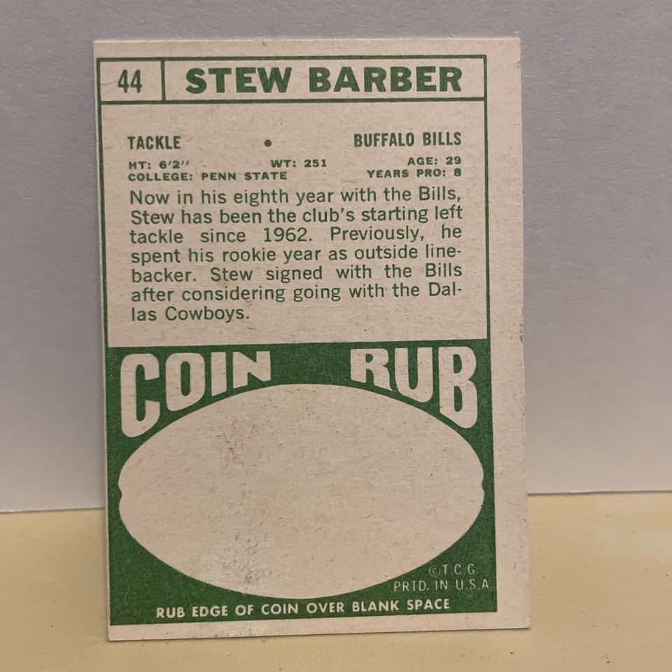 Stew Barber -Penn State- Buffalo Bills Autographed Card | eBay