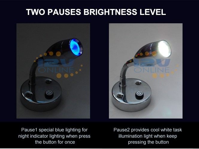 2X 12V RV LED Flexible Reading Lights Bedside Wall Mount Boat Cabin Map ...