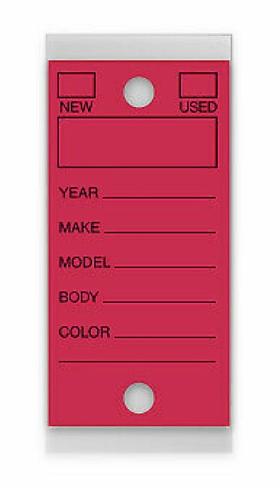 CAR DEALER KEY TAGS LAMINATED SELF PROTECTING 250 TAGS METAL RINGS ...