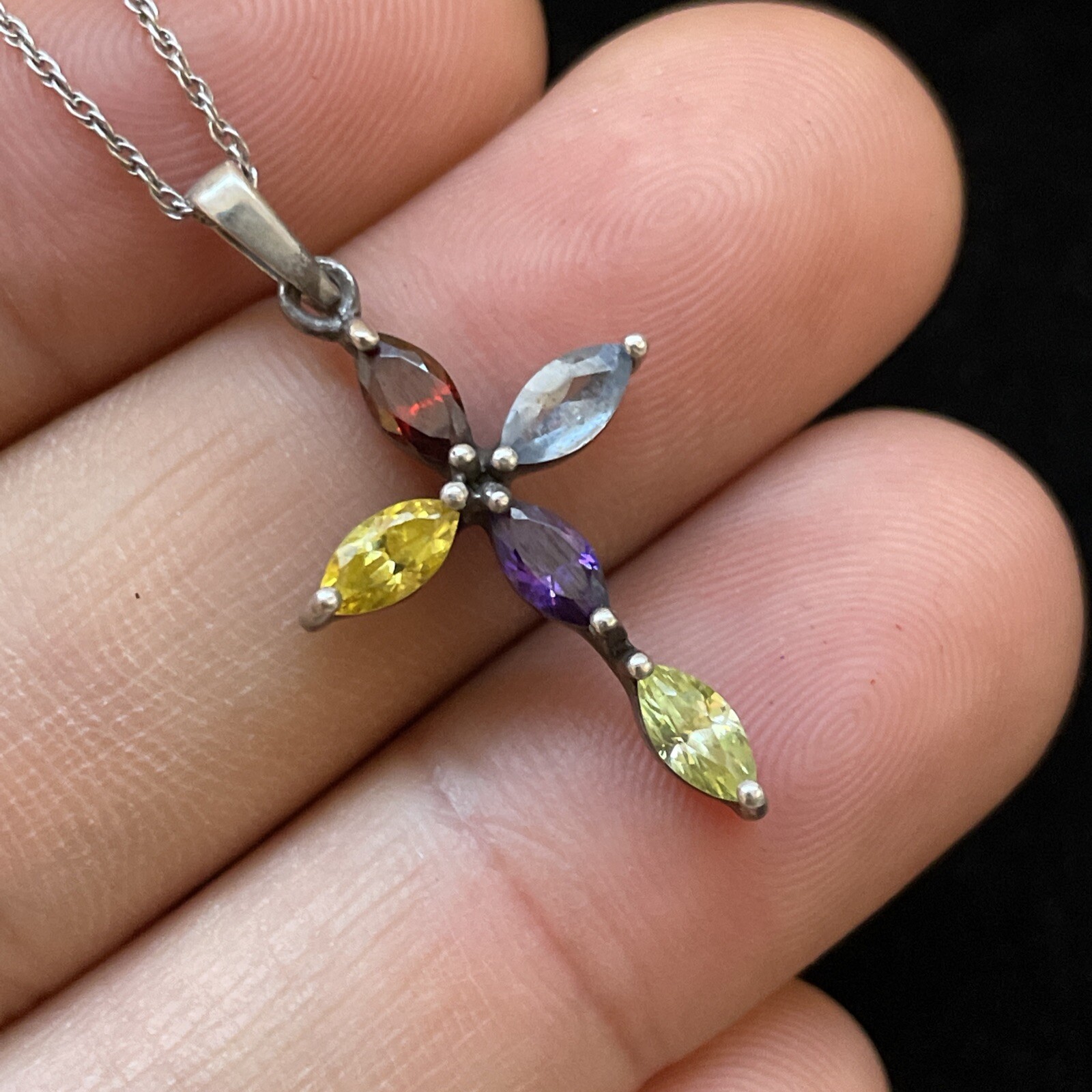 Blessings in every color Multi-Stone Cross Crucifix Pendant Necklace ...