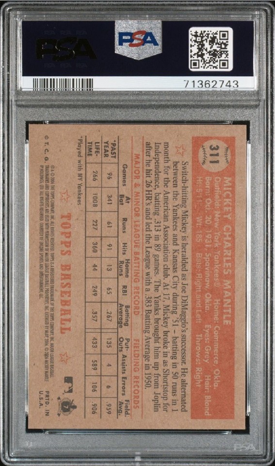 2006 Topps ‘52 Mickey Mantle Green #311 PSA 10 1952 Low Pop | eBay