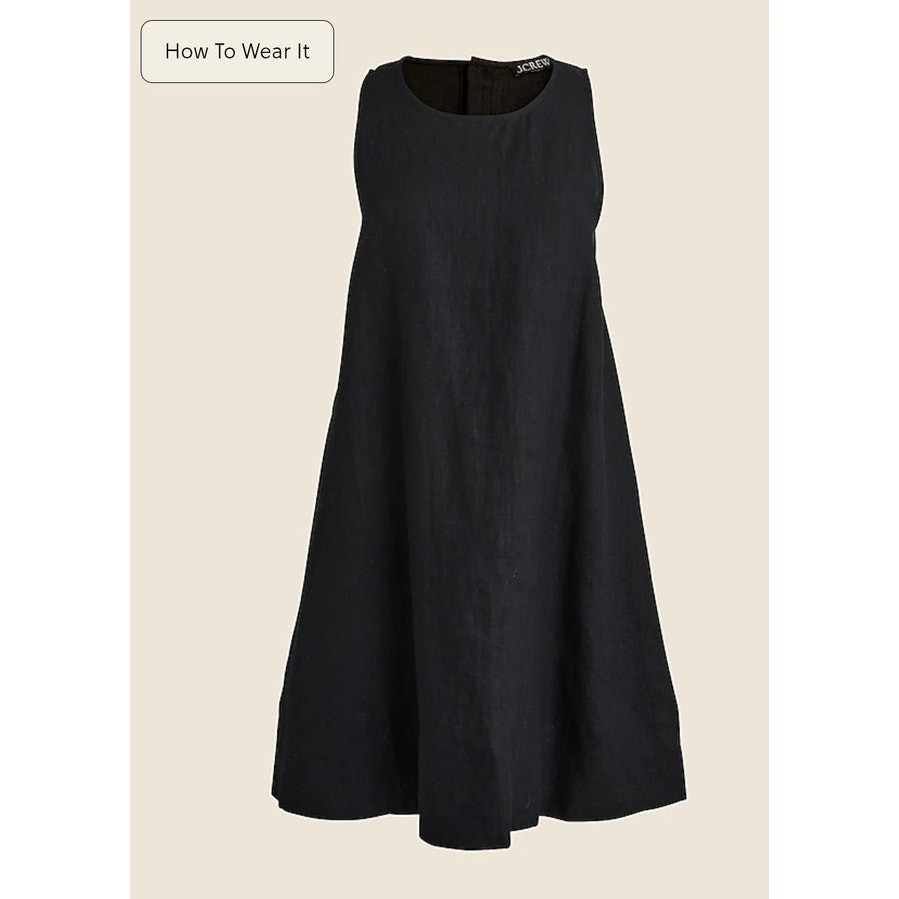 NWT J. Crew Women's Maxine Button-Back Dress In Linen Black Classic M ...