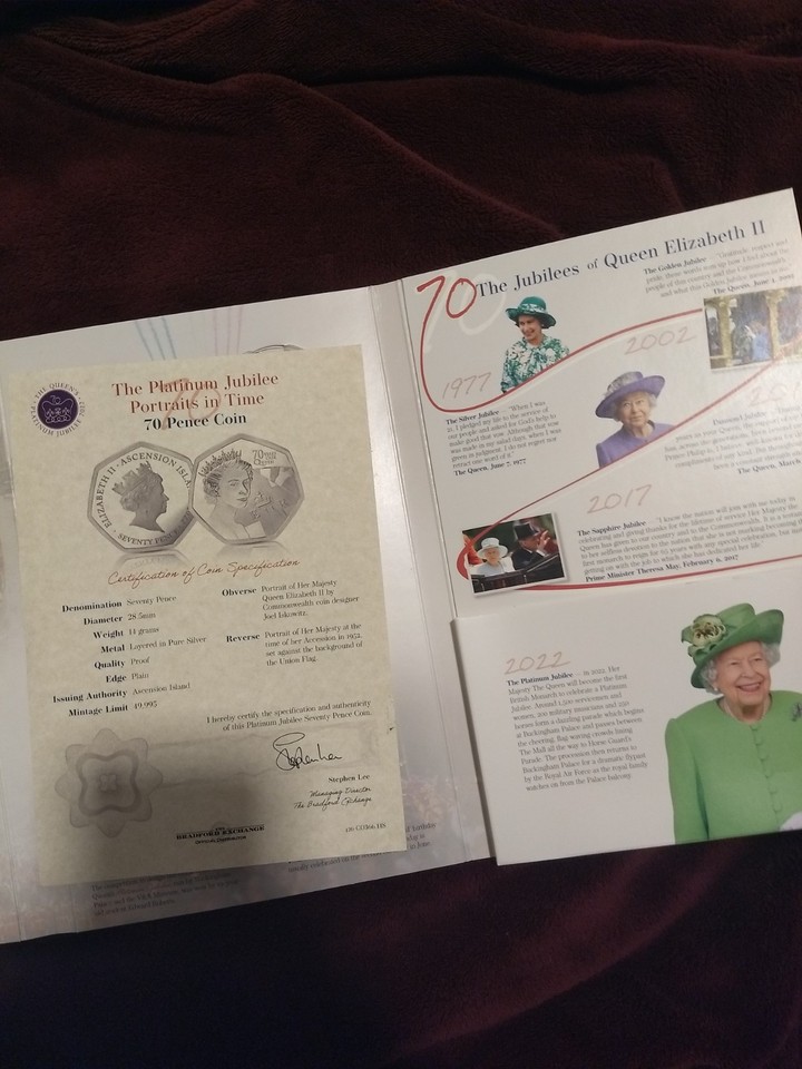 Platinum Jubilee Queen Elizabeth II Ascension Island 70p PROOF | eBay UK