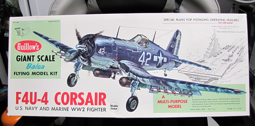 GUILLOW'S F4U-4 CORSAIR GIANT SCALE MODEL KIT 30 3/4" WS RC WW WARBIRD ...