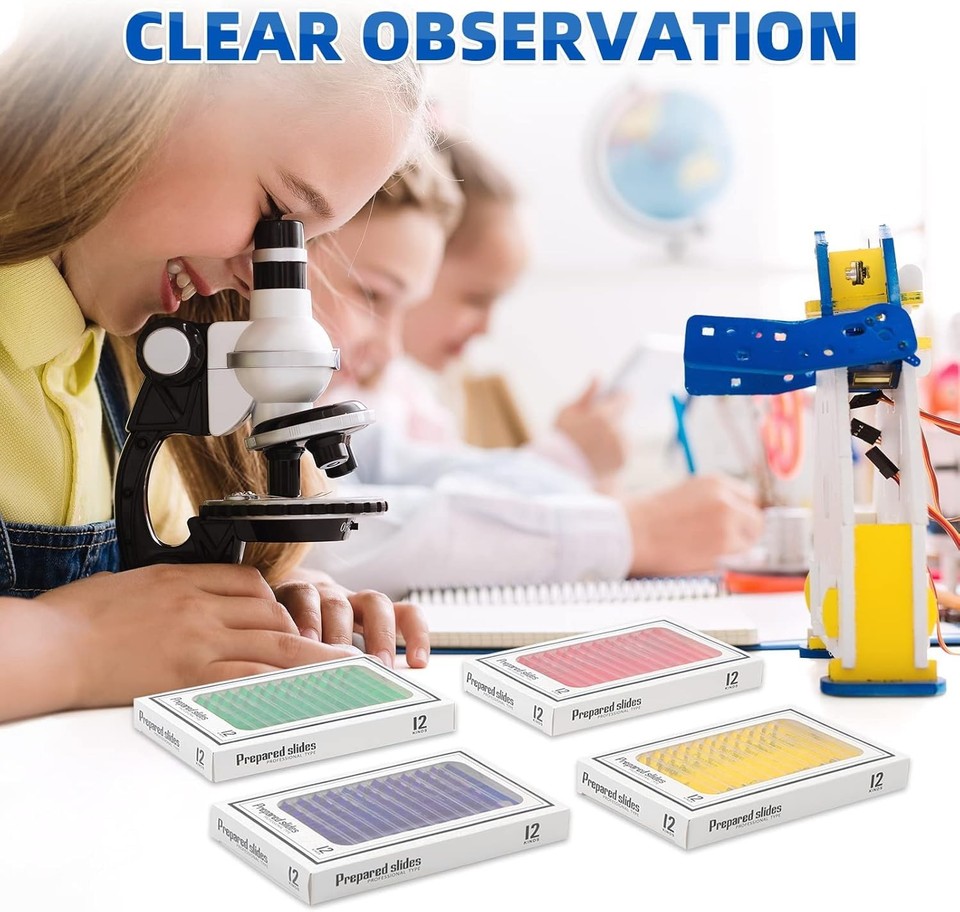48Pcs Prepared Microscope Slides Specimen Animals Insects Plants ...