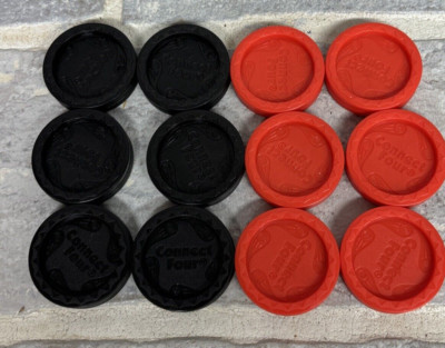 Connect Four Plastic Checkers 6 Red 6 Black 1998 Replacement Pieces | eBay