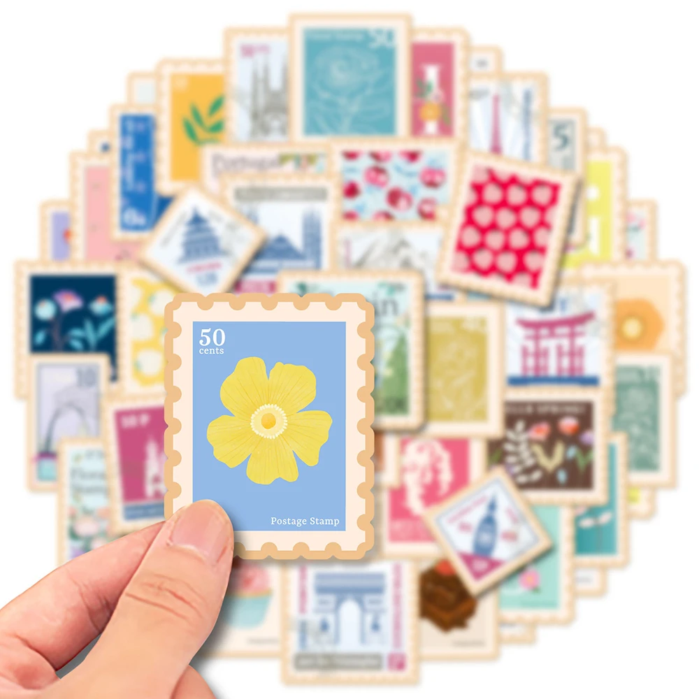 50PCS Vintage Art Stamp Stickers Cartoon Decals Kids Toy DIY Diary ...