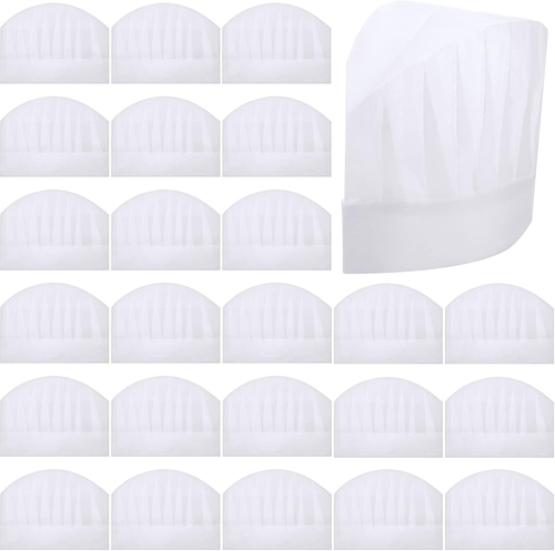60 Pack 8" Kids White Chef Hats Non Woven Chef Toques Chef Caps ...