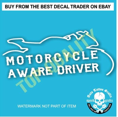 MOTORCYCLE AWARE DRIVER Decal Sticker for Car Truck Van ETC | eBay