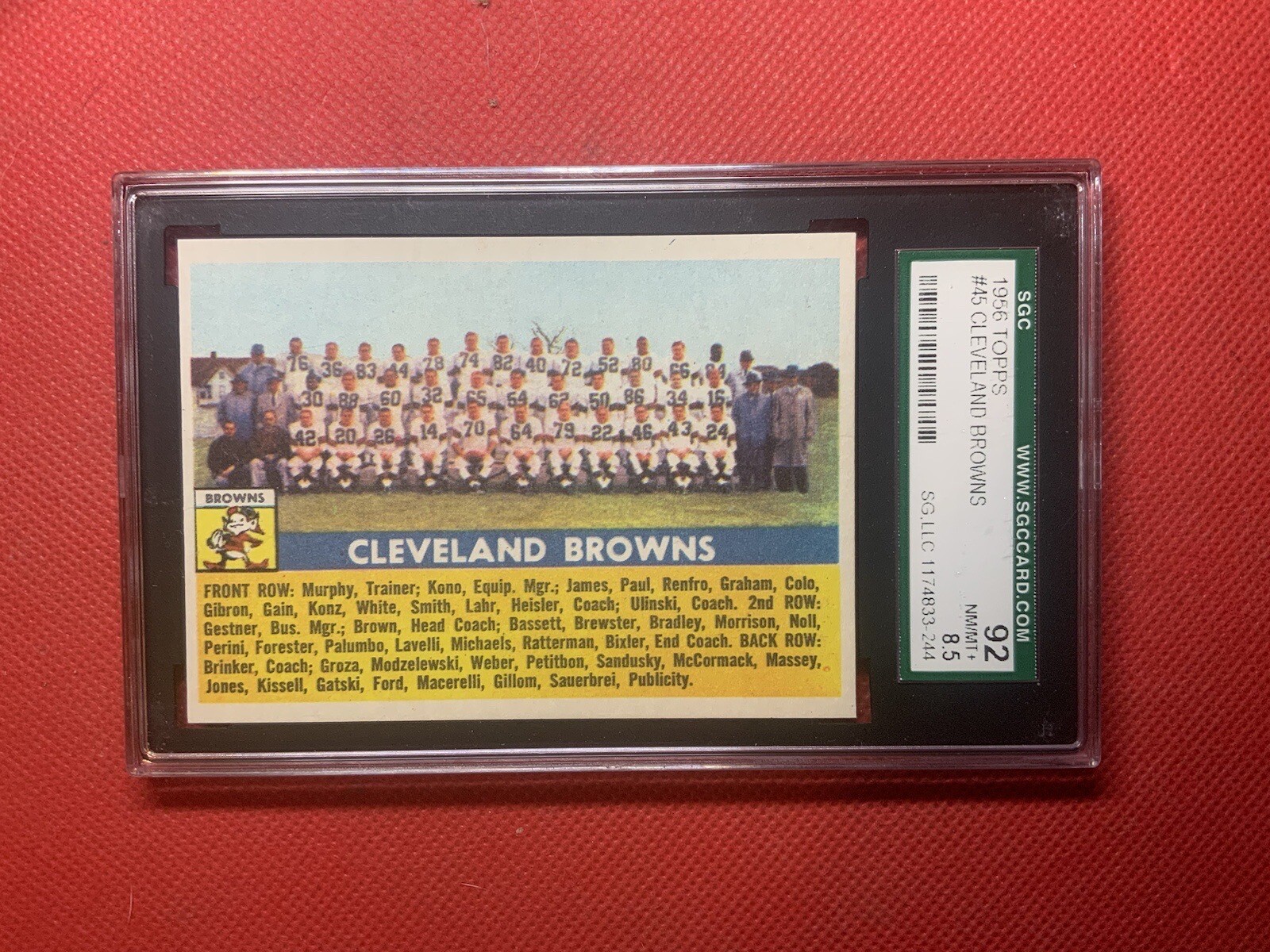 Cleveland Browns Rare 1956 Topps Team Card World Champs SGC 92/8.5 | eBay