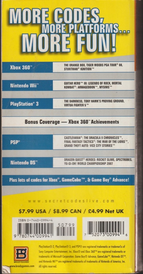 SECRET CODE 2008 Cheat Code: Overload - Paperback By Brady Games - GOOD ...