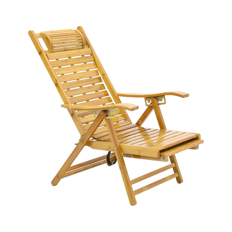 Natural Bamboo Sun Lounge Patio Pool Lounger Rocking Swing Chair Sunbed ...