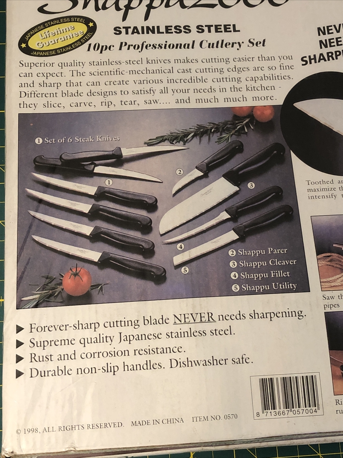 Shappu 2000 Stainless Steel 10pc Professional Cutlery Knife Set for ...