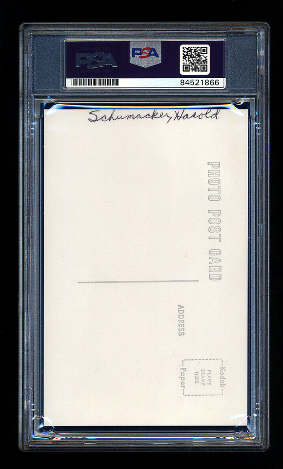 HAL SCHUMACHER SIGNED GEORGE BRACE POSTCARD PHOTO PSA/DNA NEW YORK ...