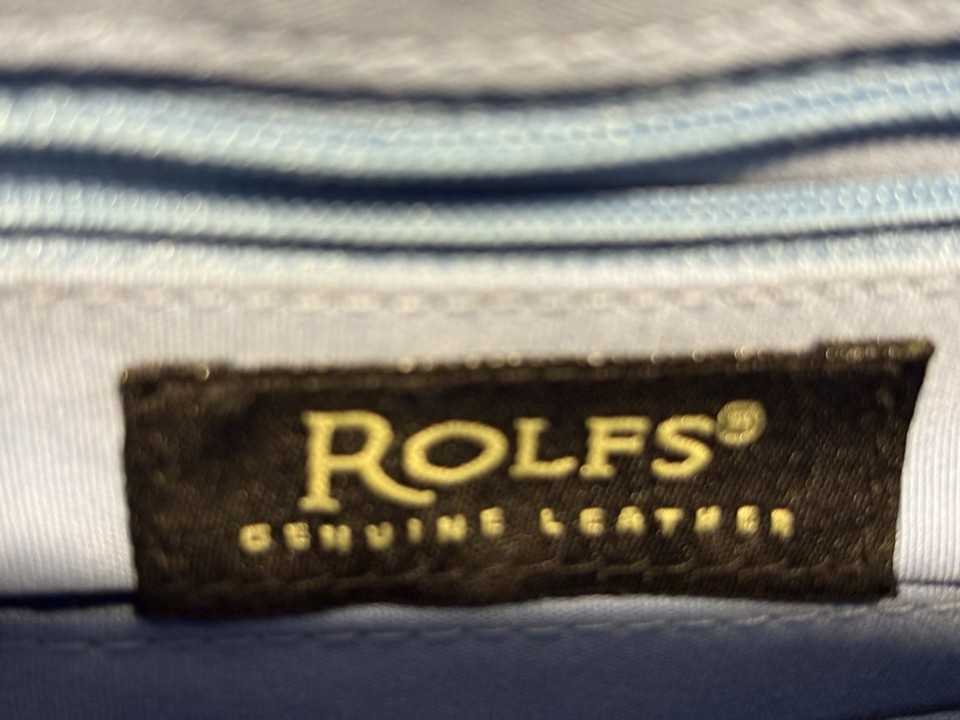 Vintage Rolfs 90s genuine leather Round Handle Handbag Powder Blue ...