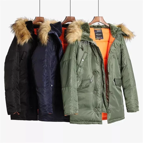 Mens N-3B Winter ALASKA Warm Coat Hooded Slim Fit Thick Parka Military ...