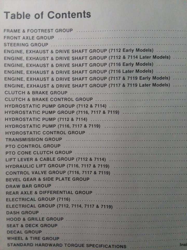 Simplicity 7112 7114 7116 7117 7119 Hydrostatic Lawn Garden Tractor ...