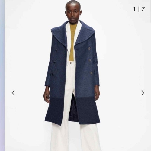 Ted Baker Hayylii Long Pea Coat With Oversized Collar Navy blue size S | eBay