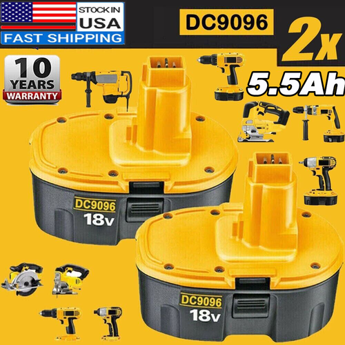 2PACK 18V Replacement For Dewalt 18 VOLT DC9096 DC9098 Ni-MH Battery ...