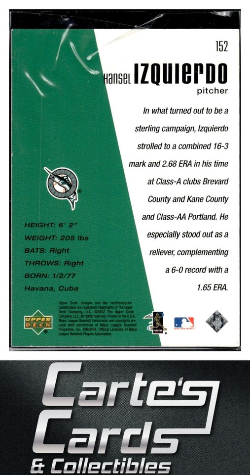 Hansel Izquierdo 2002 Upper Deck Diamond Connection #152 Marlins RC ...