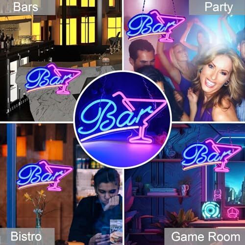Neon Bar Signs Acrylic Bar Neon Sign LED Bar Light Up Sign Cocktail BAR ...