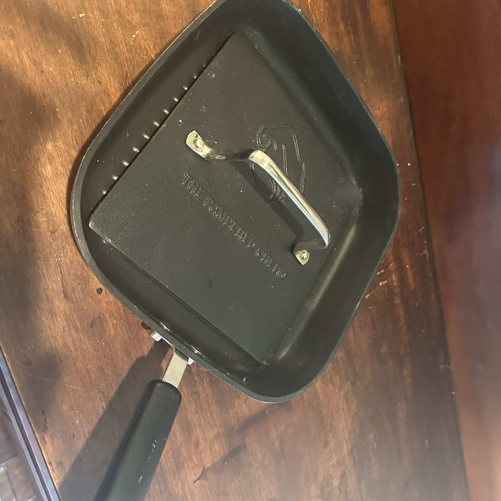 Pampered Chef 11" Non-Stick Square Grill Pan & Press Griddle Panini | eBay