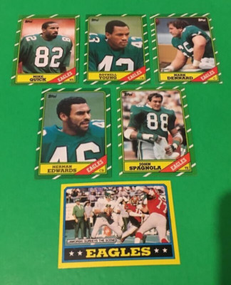 PHILADELPHIA EAGLES 1986 Topps 6 Card Lot Jaworski Herm Edwards Quick ...