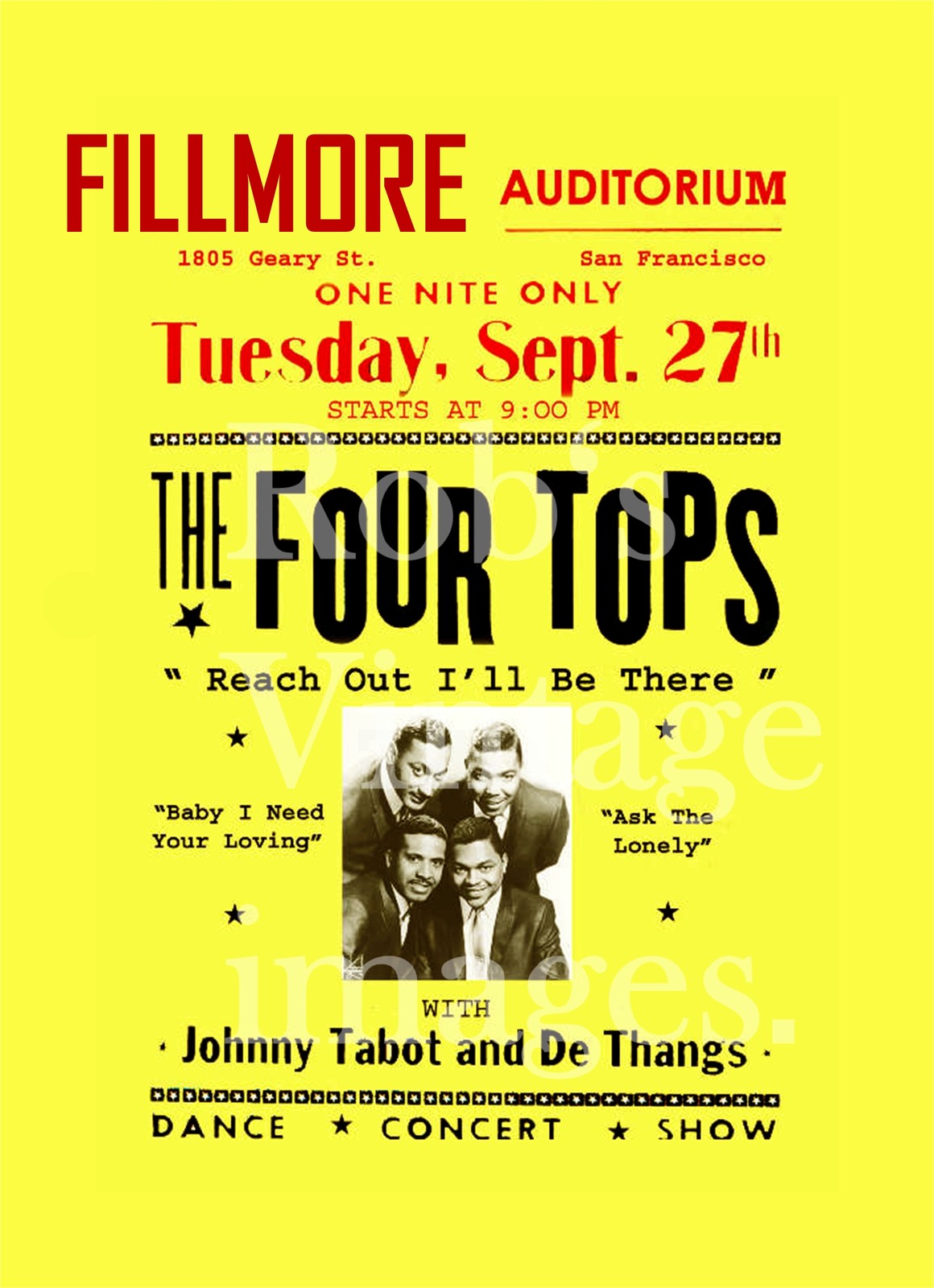 Four Tops Poster Fillmore San Francisco Soul Motown Rock Concert 8X10 ...