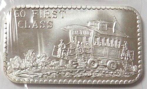 GO FIRST CLASS 1 OZ 999 FINE SILVER ART BAR HAS LINE | eBay