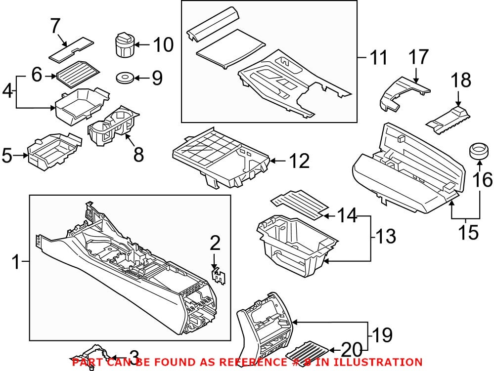 Genuine BMW 5 Series G30 G31 Center Console Cup Holders 51166833813 for ...