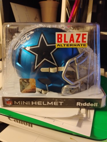 Emmitt Smith Signed Dallas Cowboys Blaze Mini Football Helmet (Beckett ...