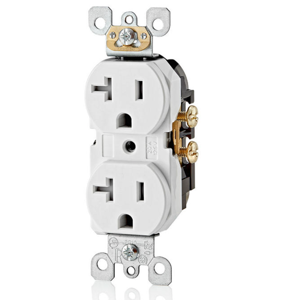 NEW Leviton 20A Duplex Tamper-Resistant Outlet, Grounding, White T5820 ...