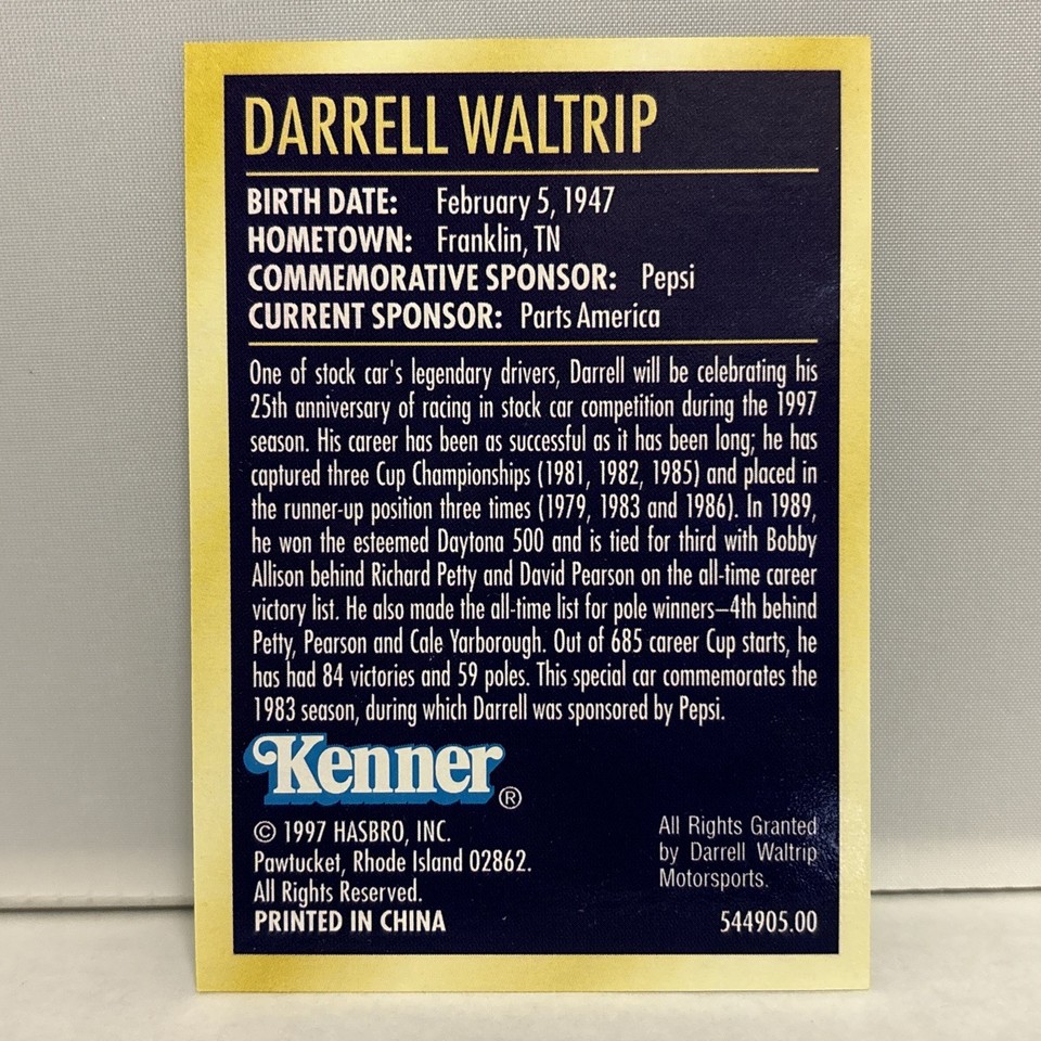 CARD ONLY: Winners Circle Trading Card Darrell Waltrip 1997 Pepsi Monte ...