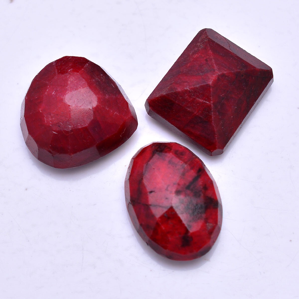 3 Pcs Natural Ruby Pigeon Blood Red 23mm-27mm Faceted Cut Huge Loose ...