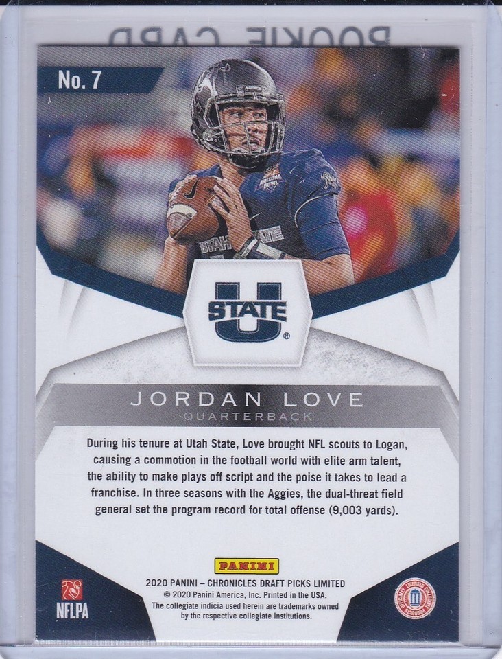 JORDAN LOVE ROOKIE CARD 2020 Green Bay Packers RARE LIMITED PHENOMS ...