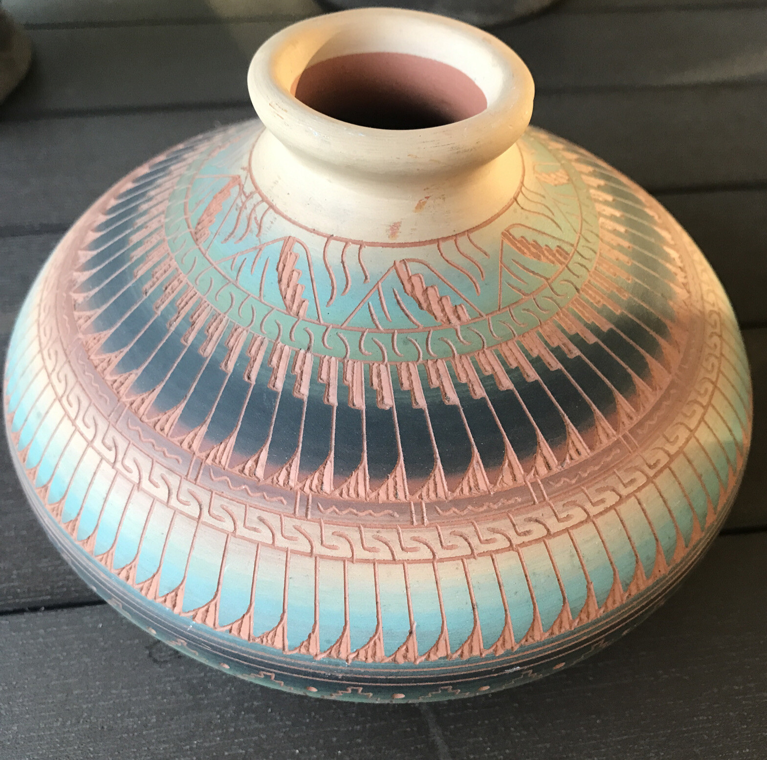 2 NAVAJO POTS POTTERY Incised Feathers 1 - ADA MORGAN 1 - Maggie Begay ...