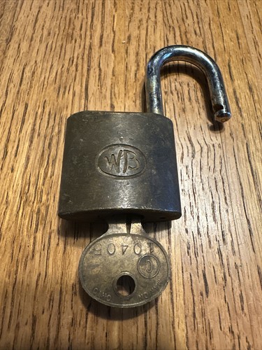 One Vintage WB Wilson Bohannon Brass Padlock Lock W/Key #10405. (32) | eBay
