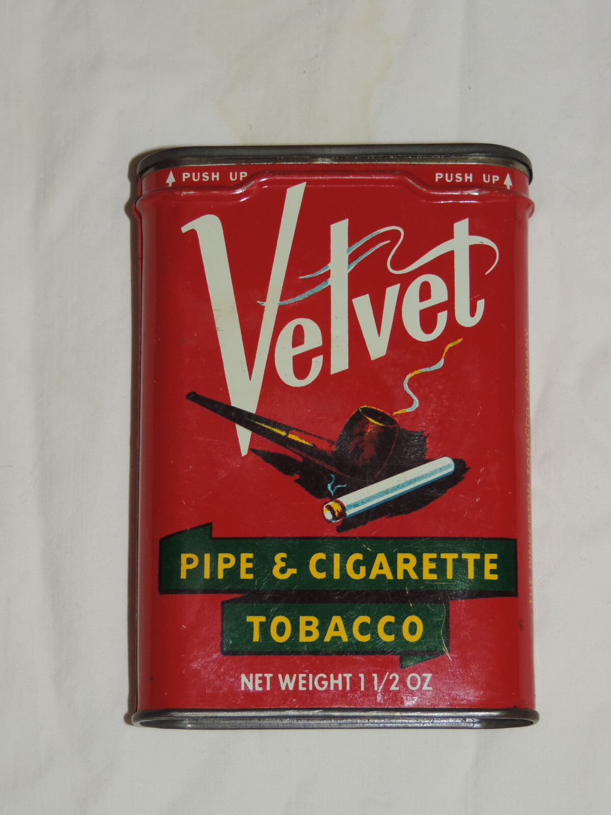 Vintage Collectible VELVET PIPE & CIGARETTE TOBACCO Empty 1.5 oz Tin | eBay