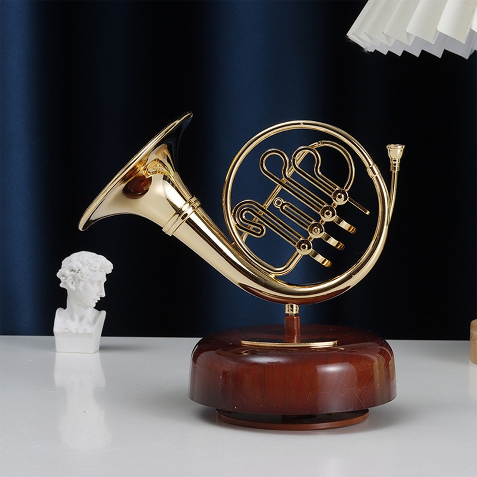 French Horn Music Box Classical Wind Up Musicbox Twirling Music Box ...