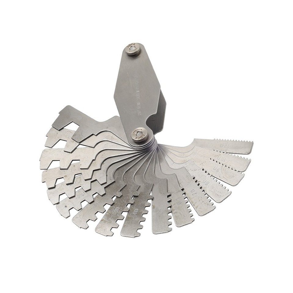 29 Degree Screw Pitch Gauge Stainless Steel Thread Measuring Tool 16pcs ...